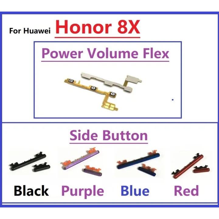 New Switch Key Power On Off and Volume up down Side Button Keys Flex For Huawei Honor 8X ...
