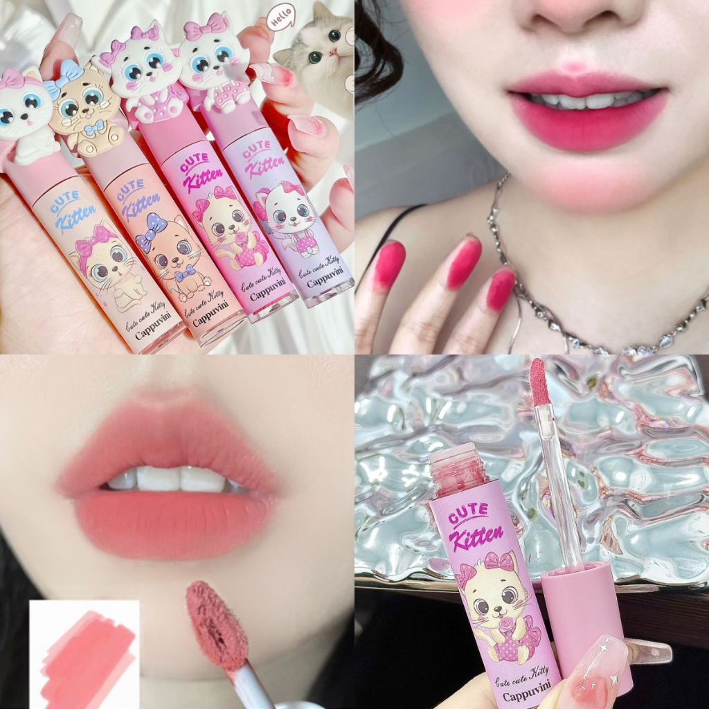 CAPPUVINI Cat party lip glaze velvet matte matte lipstick plain white ...