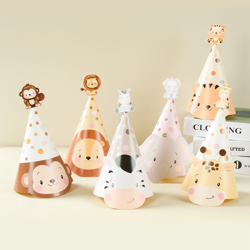 2 Styles Lovley Animal Paper Hat Safari Theme Party Decorations Jungle ...