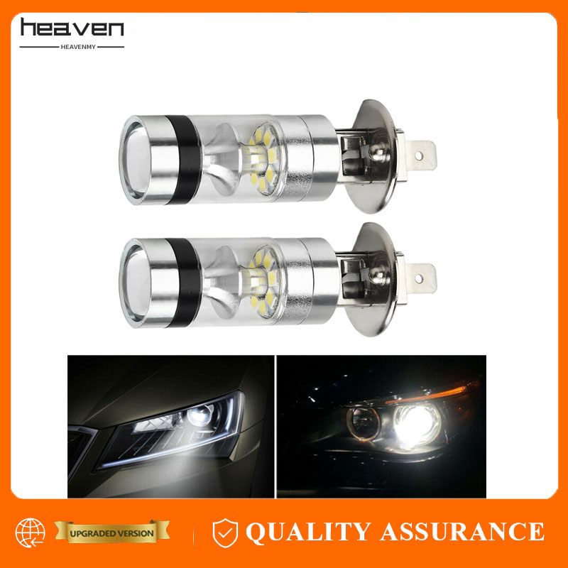 2pcs H1 100W LED White 12-24V 20-SMD Projector Fog Driving DRL Light ...