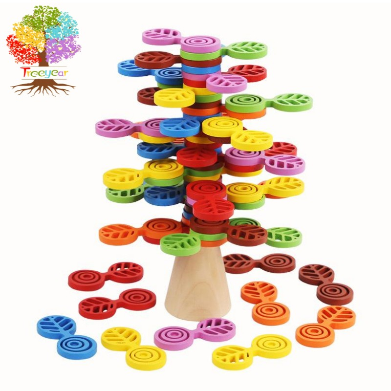Wooden Balancing Stacking Toys for Kids 3-5, Wooden Tree Stacking ...