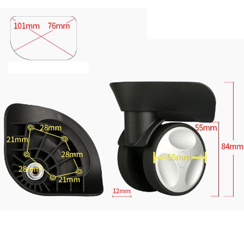 1 Pair Penggantian roda bagasi Replacement Luggage Suitcase Wheels ...