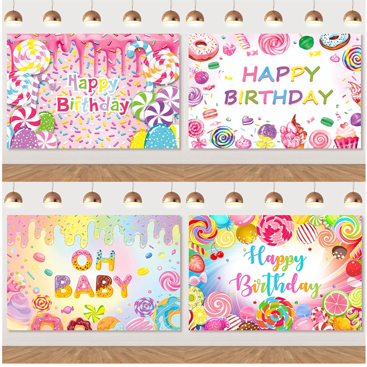 150*100 Birthday Backdrop Doughnut Backdrop For Birthday Party ...