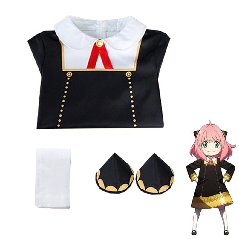 Anime SPY X FAMILY Anya Forger Cosplay Costume Black Dress Uniform ...