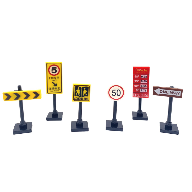 Traffic Road Sign Block Brick City Street View Accessories Direction ...