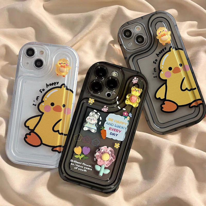 Cartoon 3D Doll Cute Little Yellow Duck Phone Case Compatible for ...