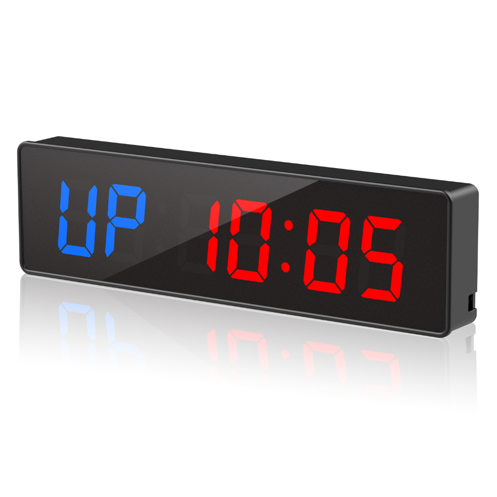 Seesii 2 Inch Led Digital Gym Timer Interval Workout Clock With Remote Count Down Up Stopwatch