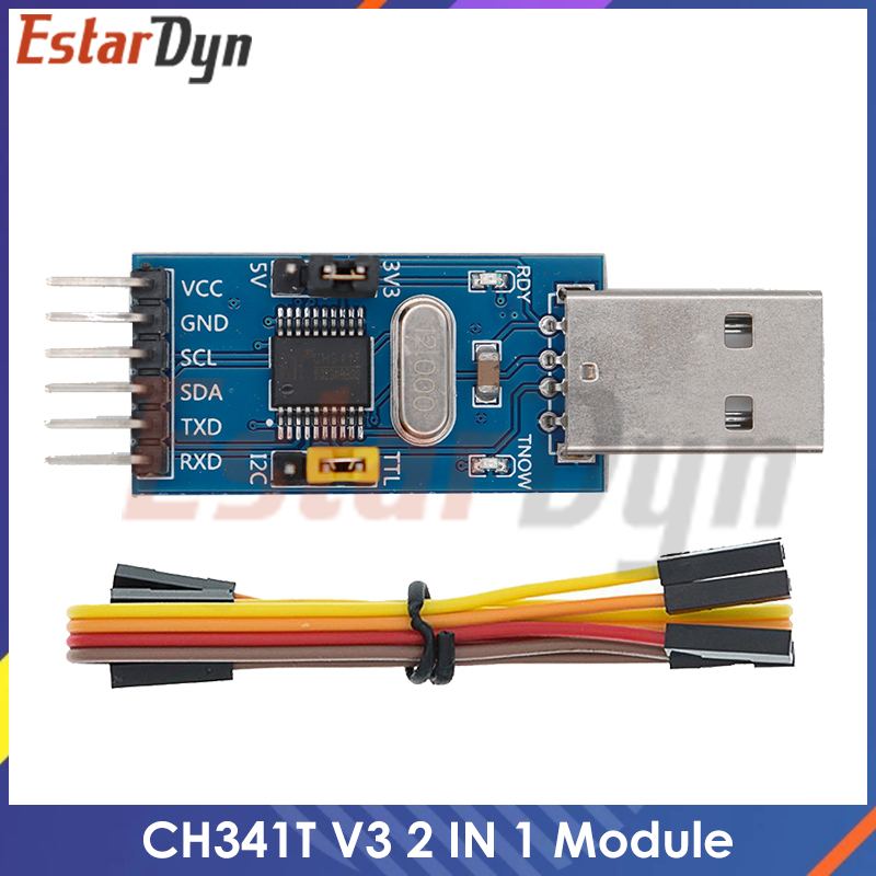 CH341T 2 in 1 module 3.3V 5V USB to I2C IIC UART USB to TTL single-chip serial port downloader ...