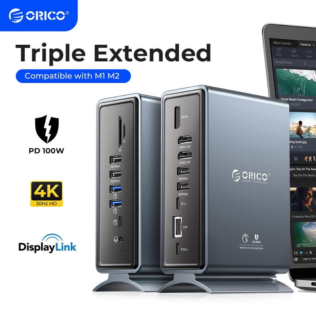 ORICO USB C Docking Station Type-C USB HUBS 15-in-1 Multi-Function ...