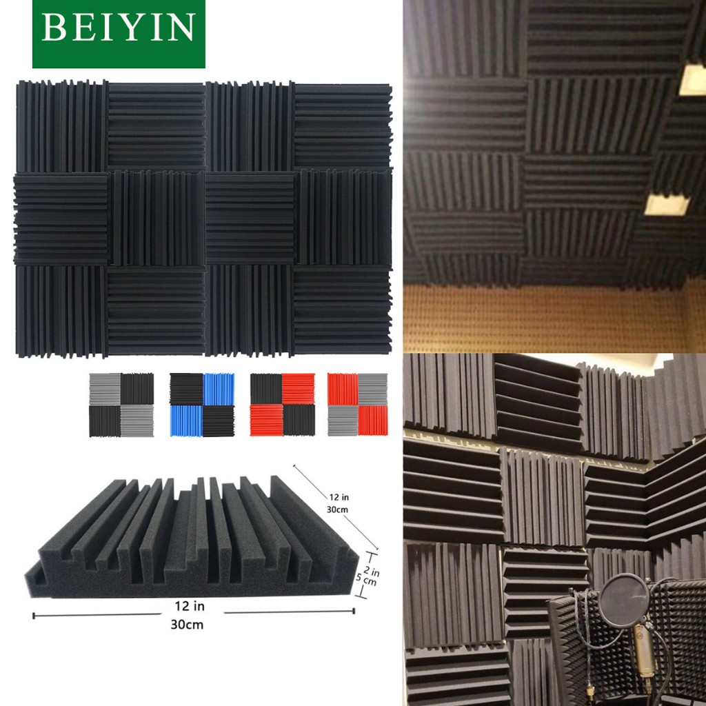 BEIYIN 48 Pcs Groove Soundproof Diffuser Foam Panels Ceiling Sound ...