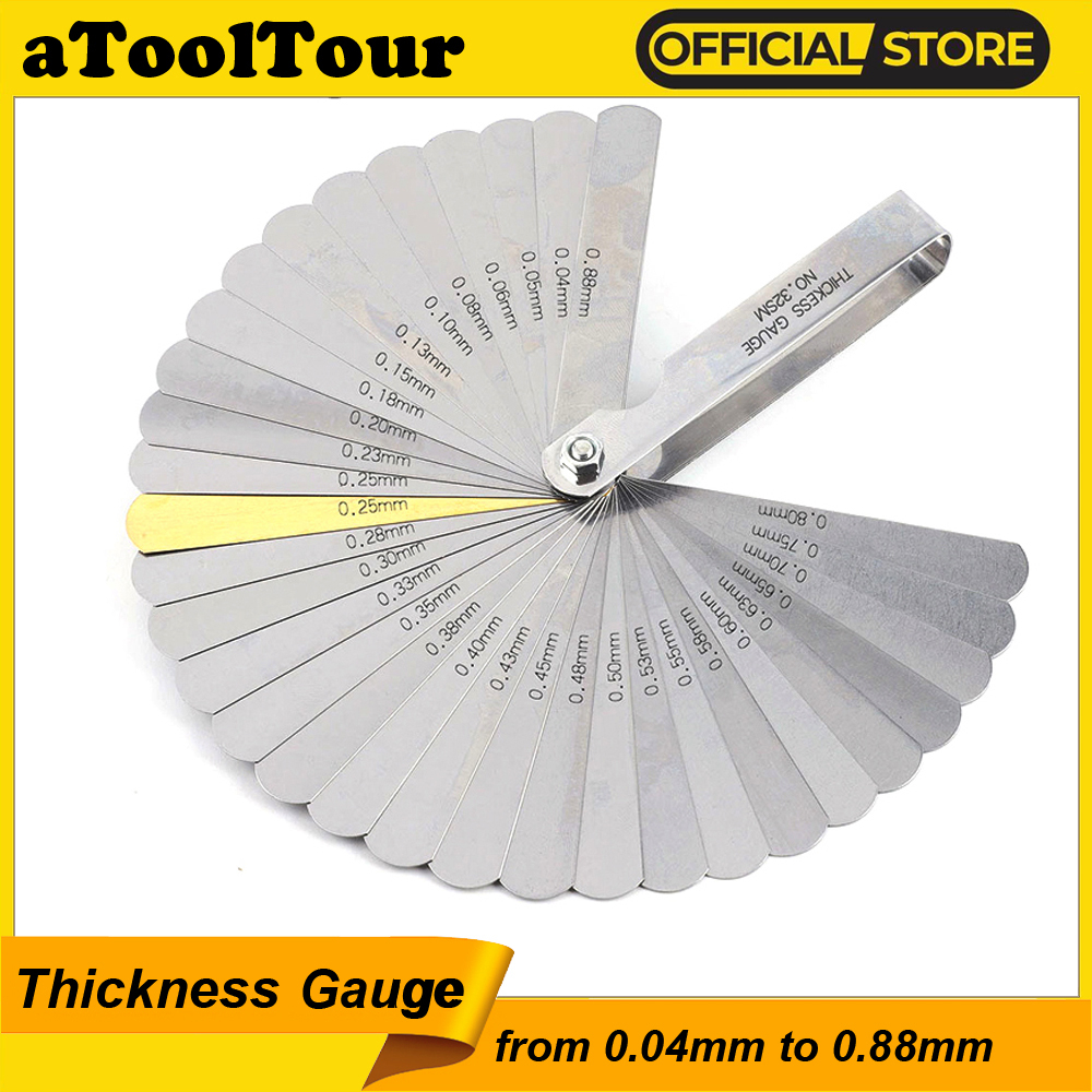 Metric Thickness Feeler Gauge 32 Blades Set Tappet With Brass Gap Measure Tool Range 0.04mm 0 ...