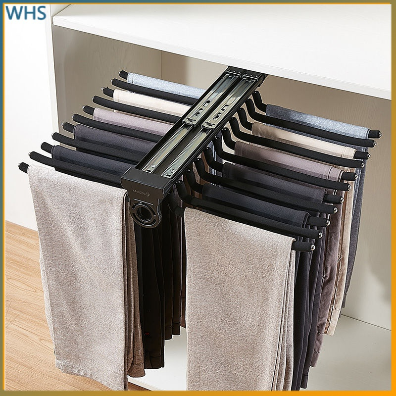 Built-in pull-out clothes rail Pants rack Telescopic multi-functional ...