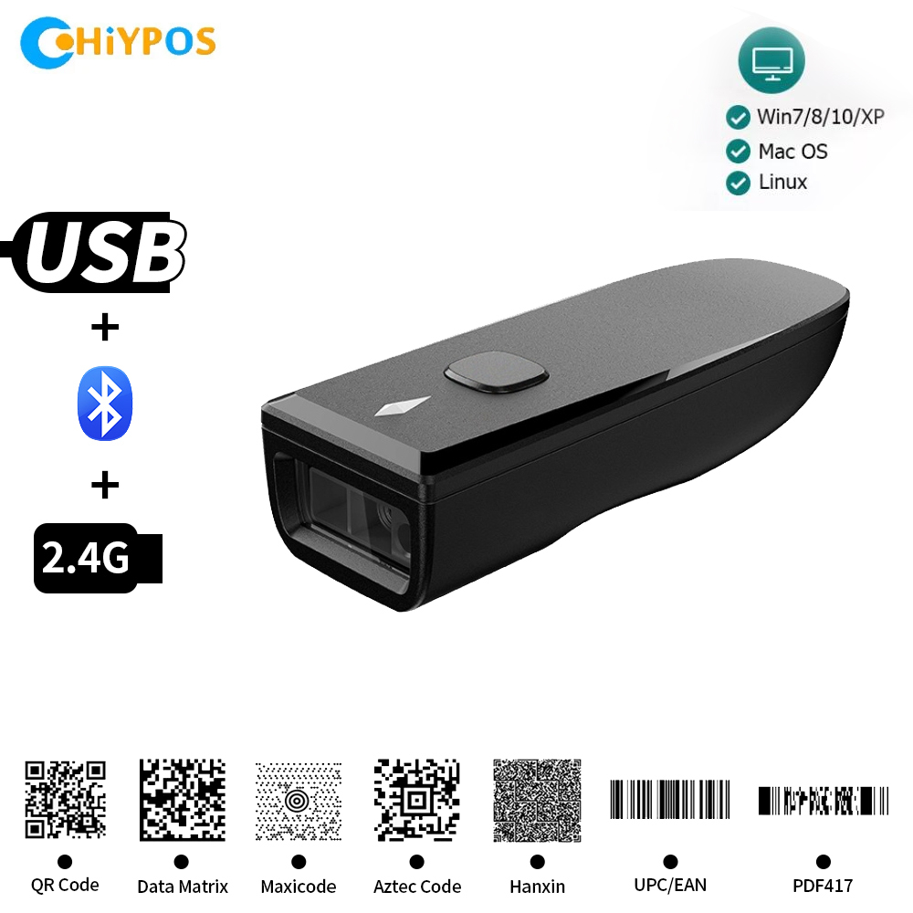 Mini 2D Wireless&Bluetooth Barcode Scanner,Work with iOS Android iPhone ...