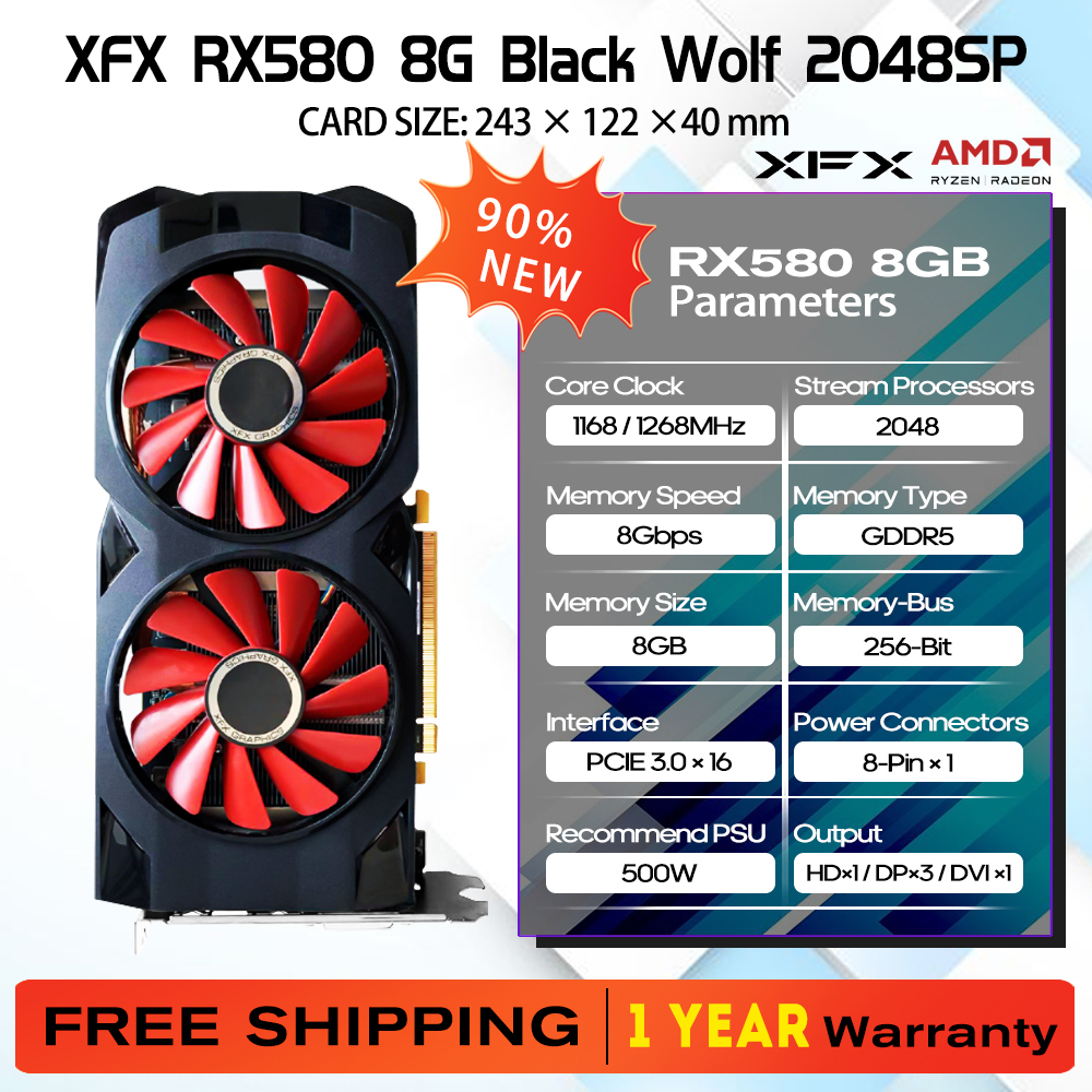 Used Sapphire Nitro Pulse RX580 RX590 XFX RX 5809 2048sp 8GB GDDR5 ...