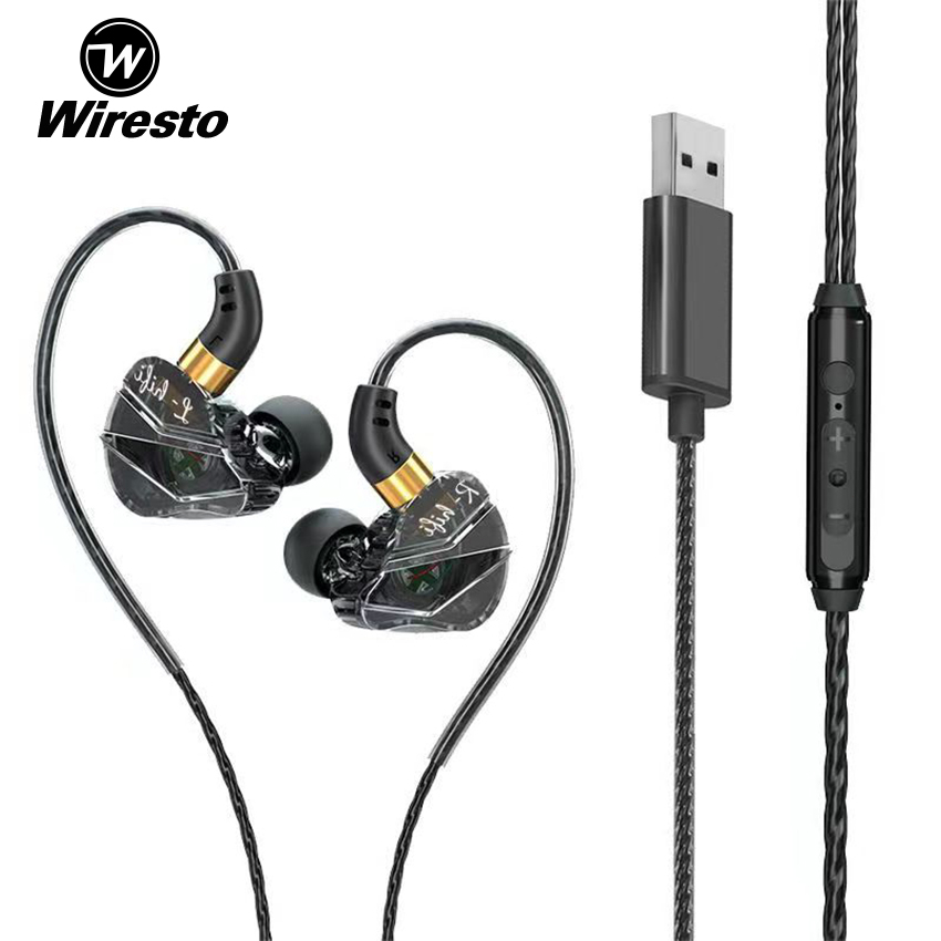 Wiresto Computer Wired Earphone 7.1 Channel USB Interface Wired ...