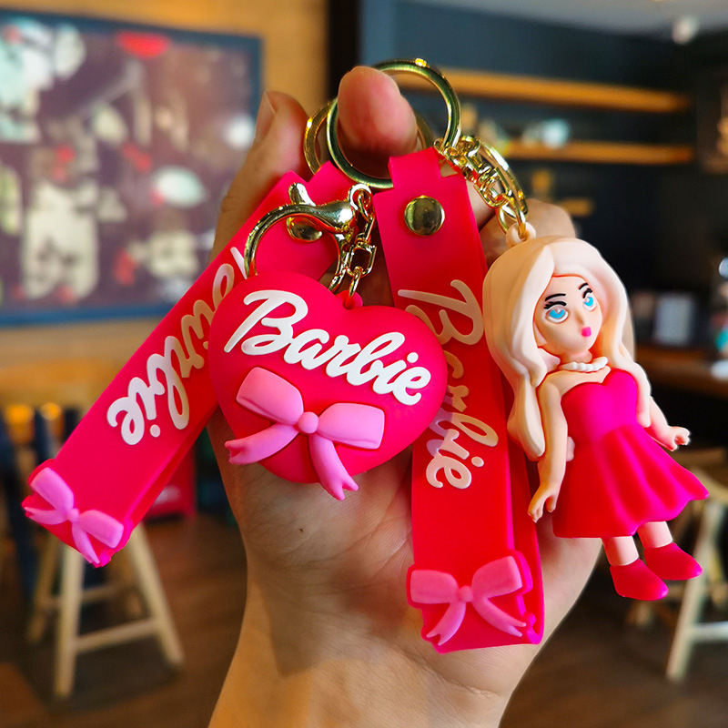 Cartoon Movie Barbie Doll Keychain Barbie Heart Shape Backpack Pendant ...