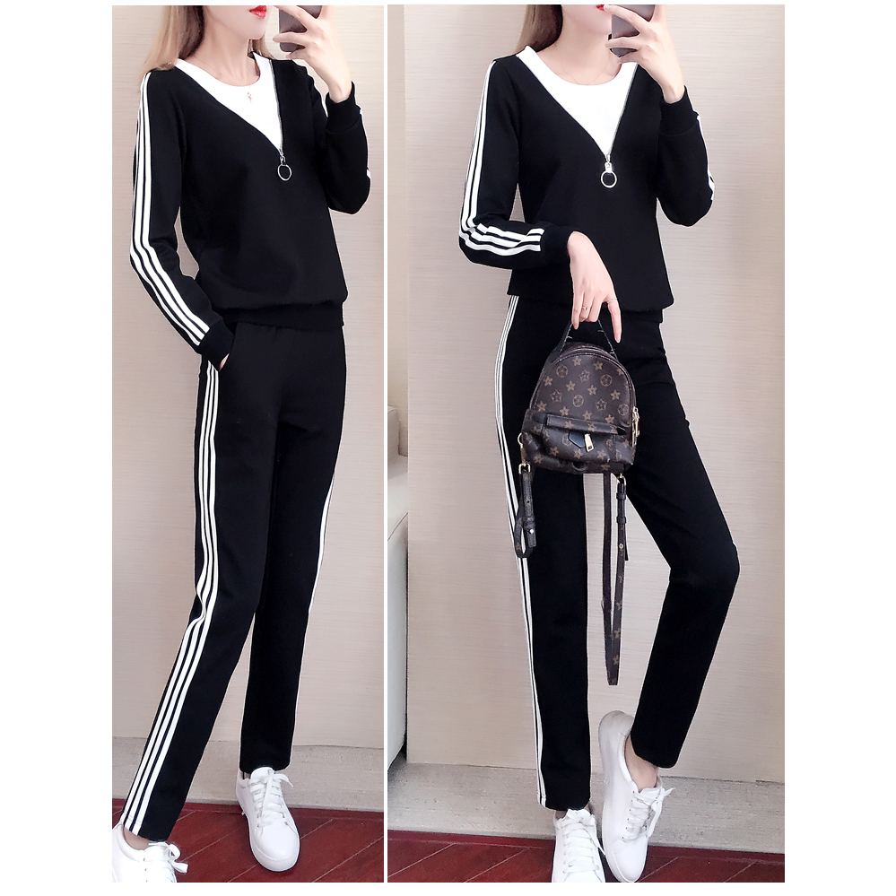 2pcs Women Causual Clothing Individual Set Wear Lady Long Sleeve Zipper ...