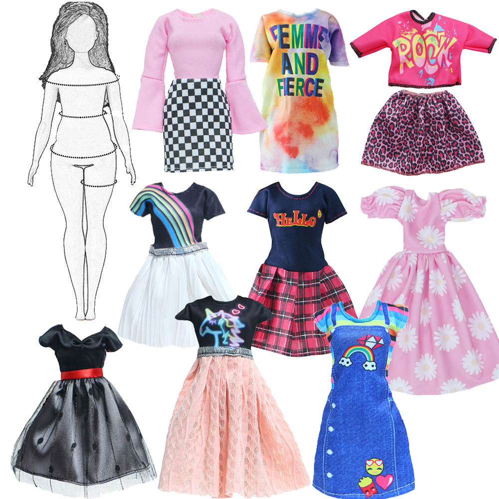 Clothes for Barbie Doll Daily Casual Outfits Pants T-shirt Skirts Mini ...