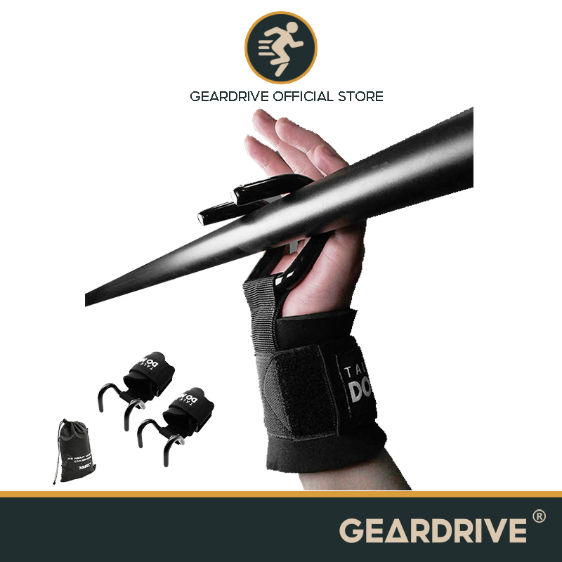 GEARDRIVE Weightlifting Hooks Hand Grip Support Wrist Straps (1 Pair ...