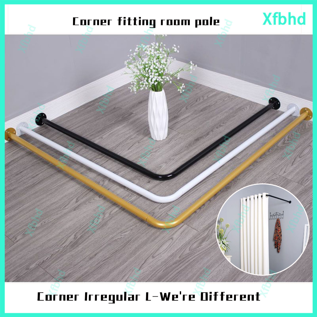 L-Shaped Corner Fitting Room Shelf Clothing Store Dressing Room Pole ...
