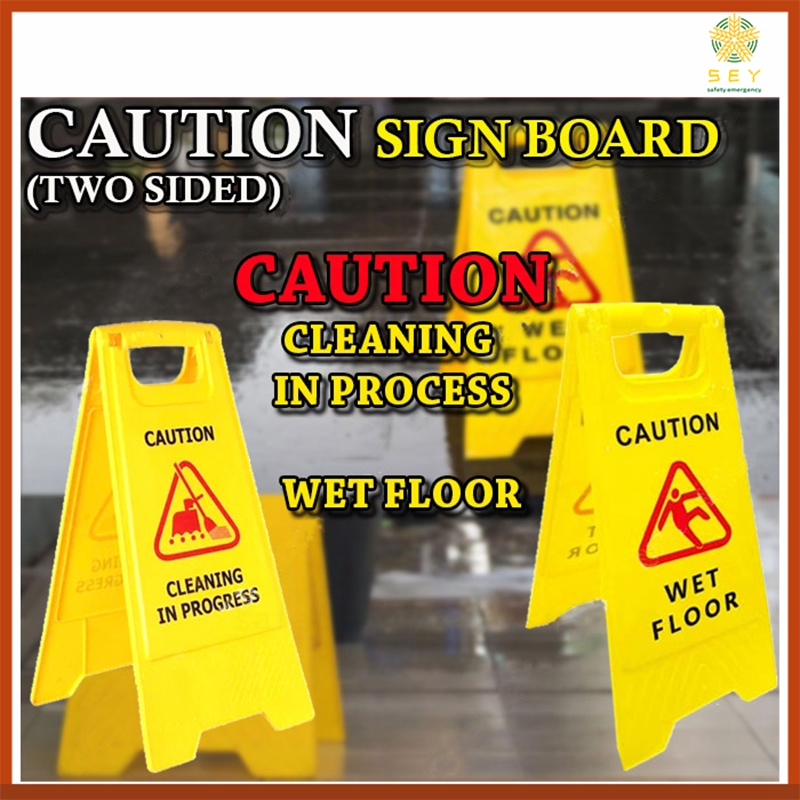 【Fast delivery】CAUTION WET FLOOR & CLEANNING IN PROCESS SIGN YELLOW ...