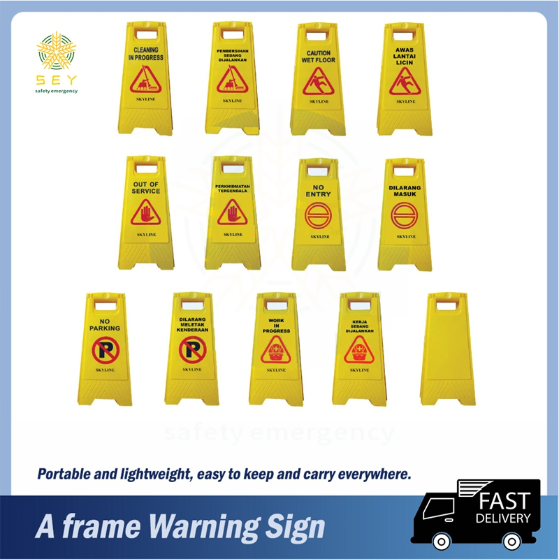 【Local shipment】Yellow Foldable Floor Sign/Signboard SLIPPERY WET FLOOR ...