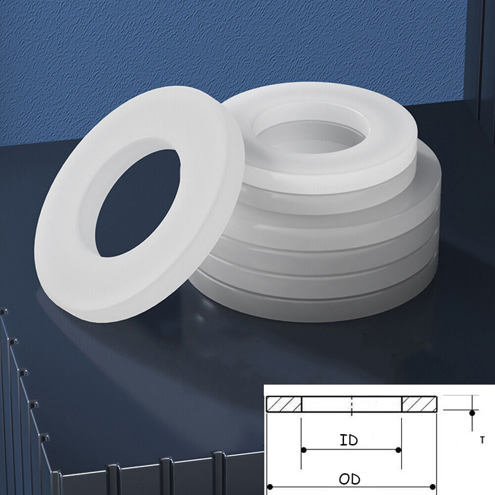 100 pcs PTFE Plain Flat Washer O.D 6mm to 1000mm White O Rings Flange ...