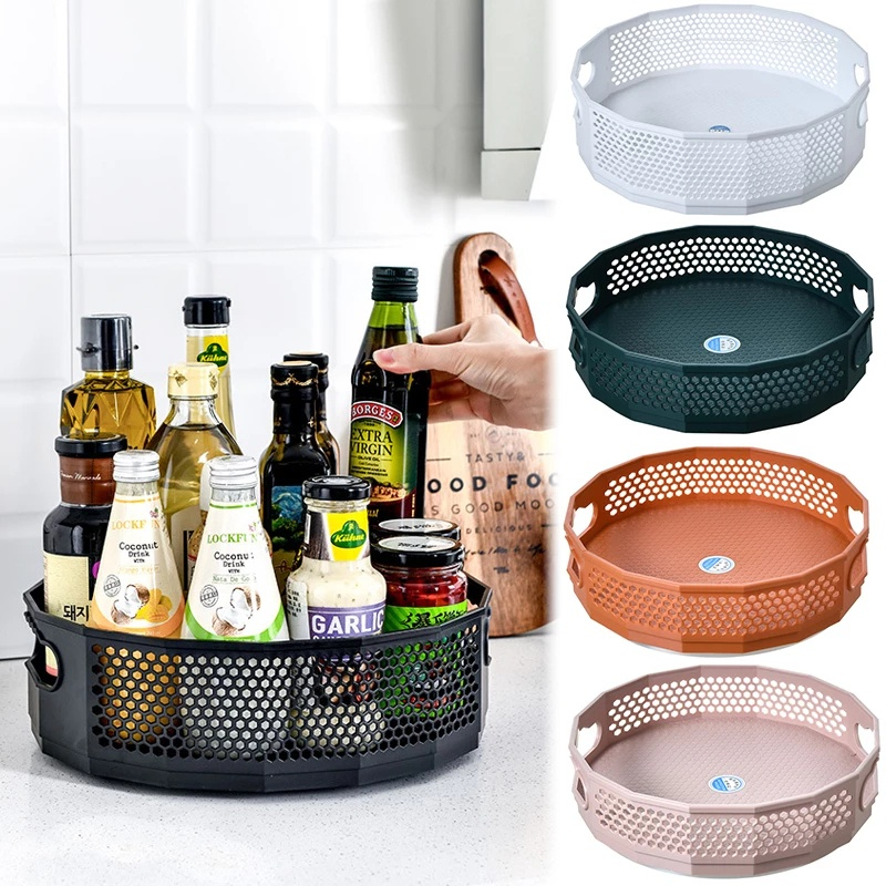 5 Colors 360° Rotating Large Capacity Versatile Seasoning Tray Storage ...