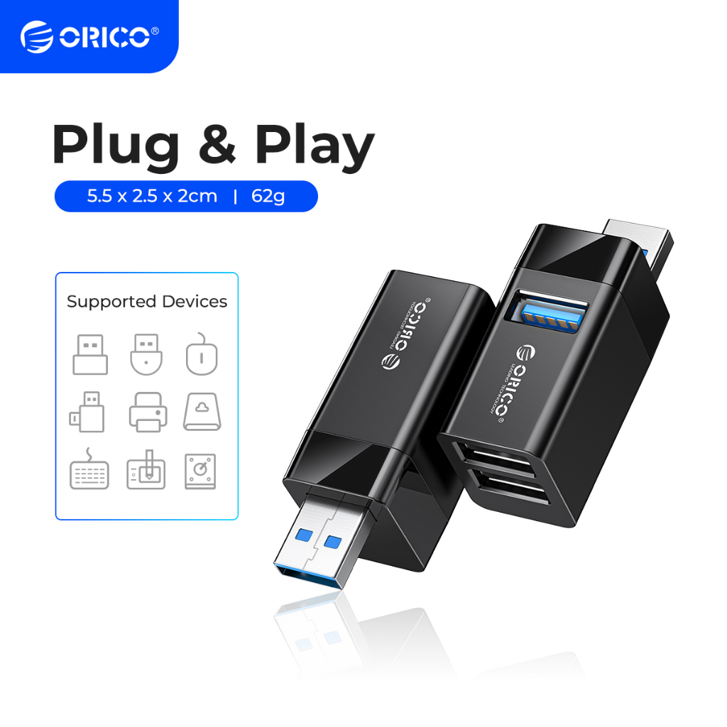 ORICO USB HUB 3.0 Mini Portable 5Gbps 3 Ports Adapter High Speed For ...