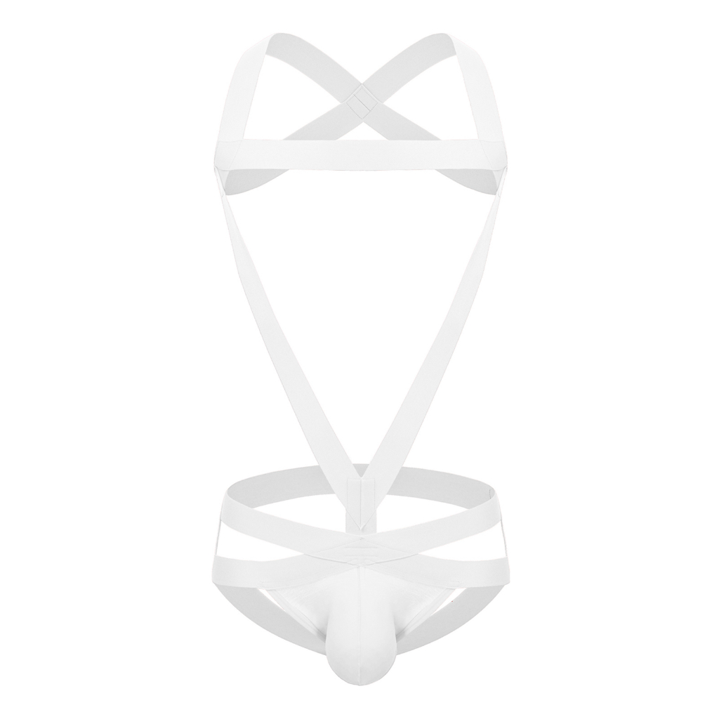 Men Halter Neck Elastic Jockstrap Leotard Hollow Underwear Harness ...