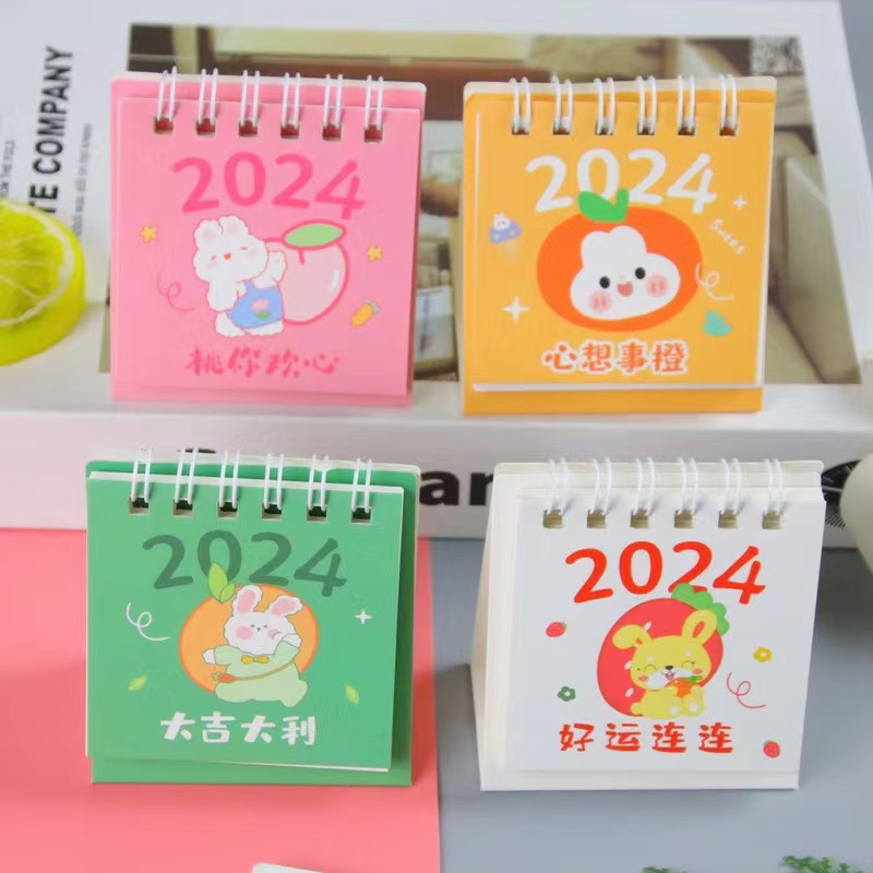 2024 Desktop Calendar Cute Rabbit Mini Creative Photo Props Home Office ...