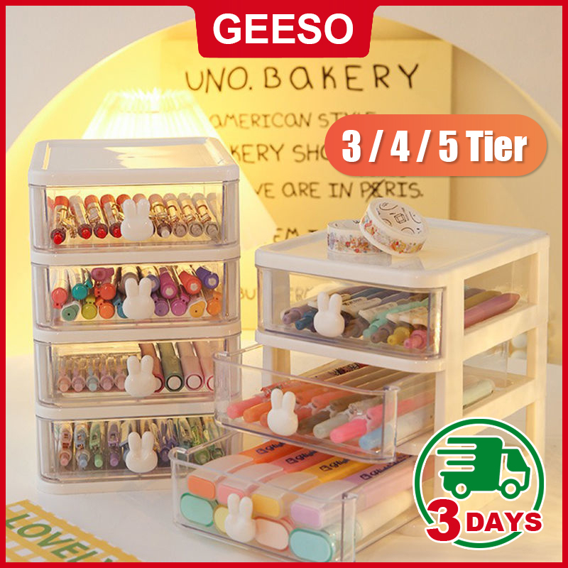 GEESO Mini Drawer Storage 5 Tier Desktop Storage Box Desk Organizer ...