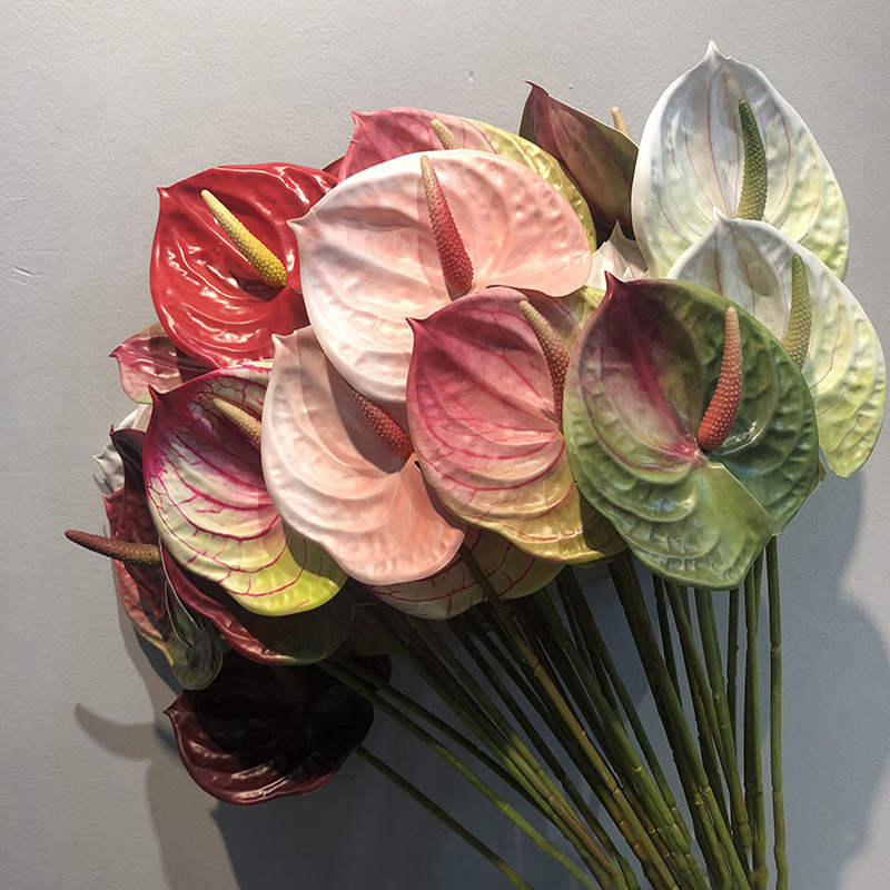 57cm Simulation Real Touch Artificial Flowers Artificial Anthurium Fake ...