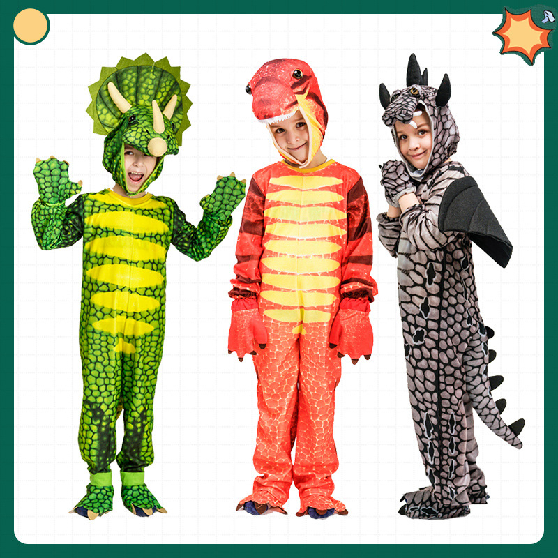 Halloween Dinosaurs Cosplay Costume Boys And Girls Jumpsuit Triceratops ...
