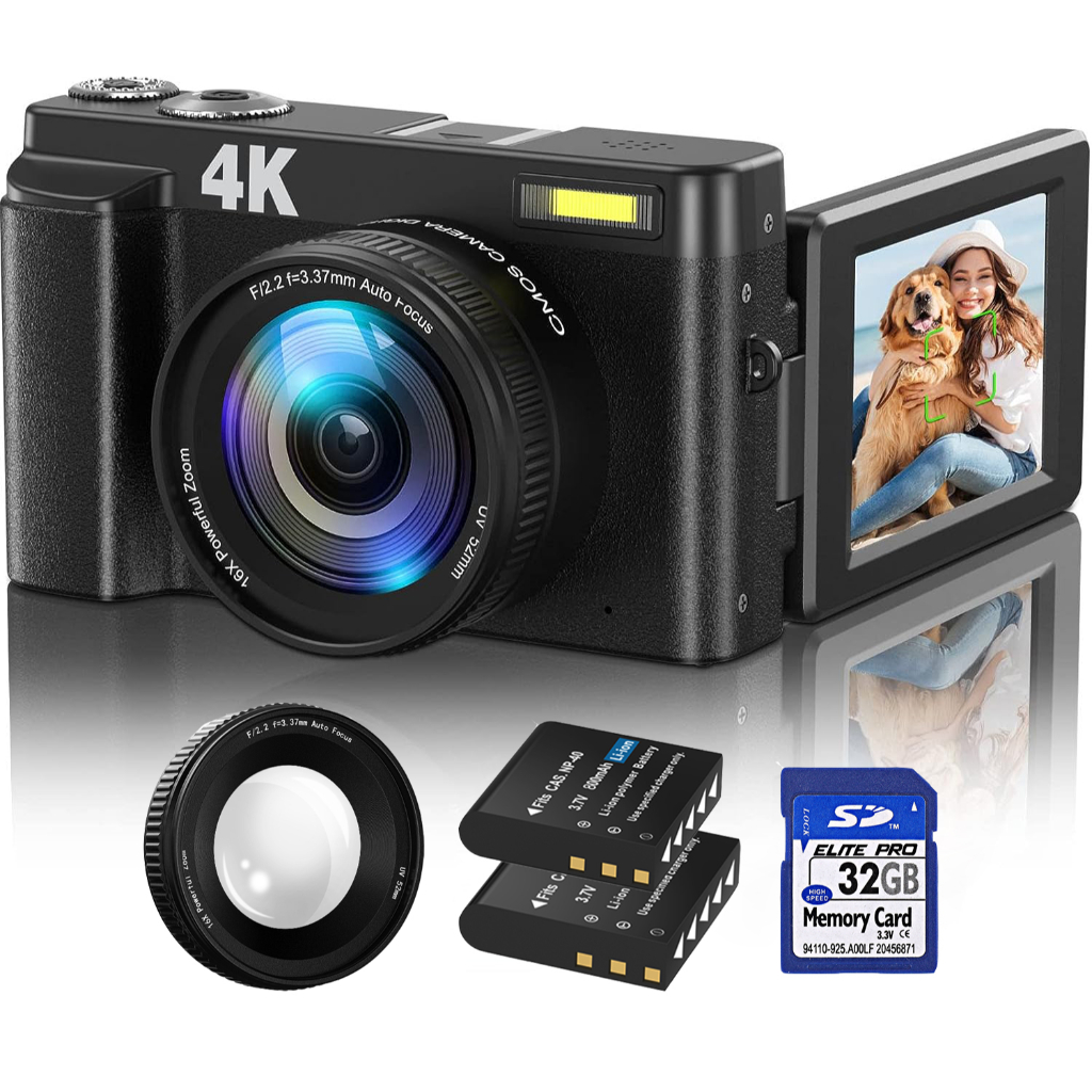 4K Digital Camera for Photography 16X Zoom Anti-Shake Vlogging Camera ...