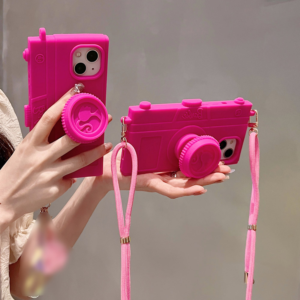 For Iphone 11 12 13 14 15 Pro max 3D Barbie Camera With Airbag Bracket ...