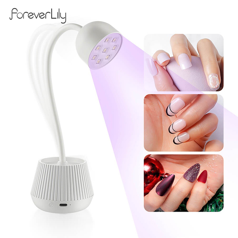 ForeverLily LED Ultraviolet Lights Desk Lamp Desktop Phototherapy Lamp USB Mini UV Gel Curing ...