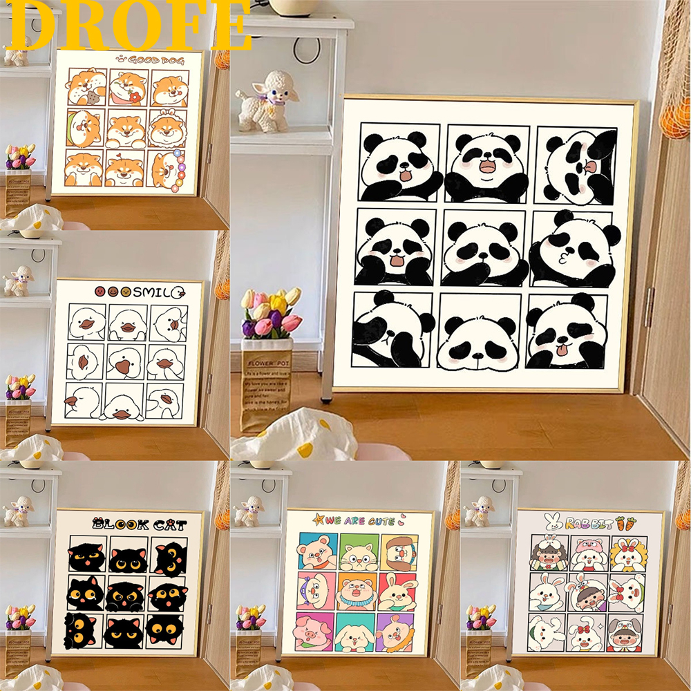 DROFE-20x20cm with frame/Paint By Number/Panda/Corgi/Shiba Inu/Call ...