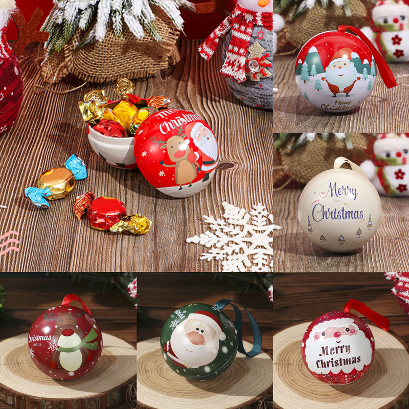 Creative Christmas Candy Box Tin Ball Candy Can Gift Packaging Box ...