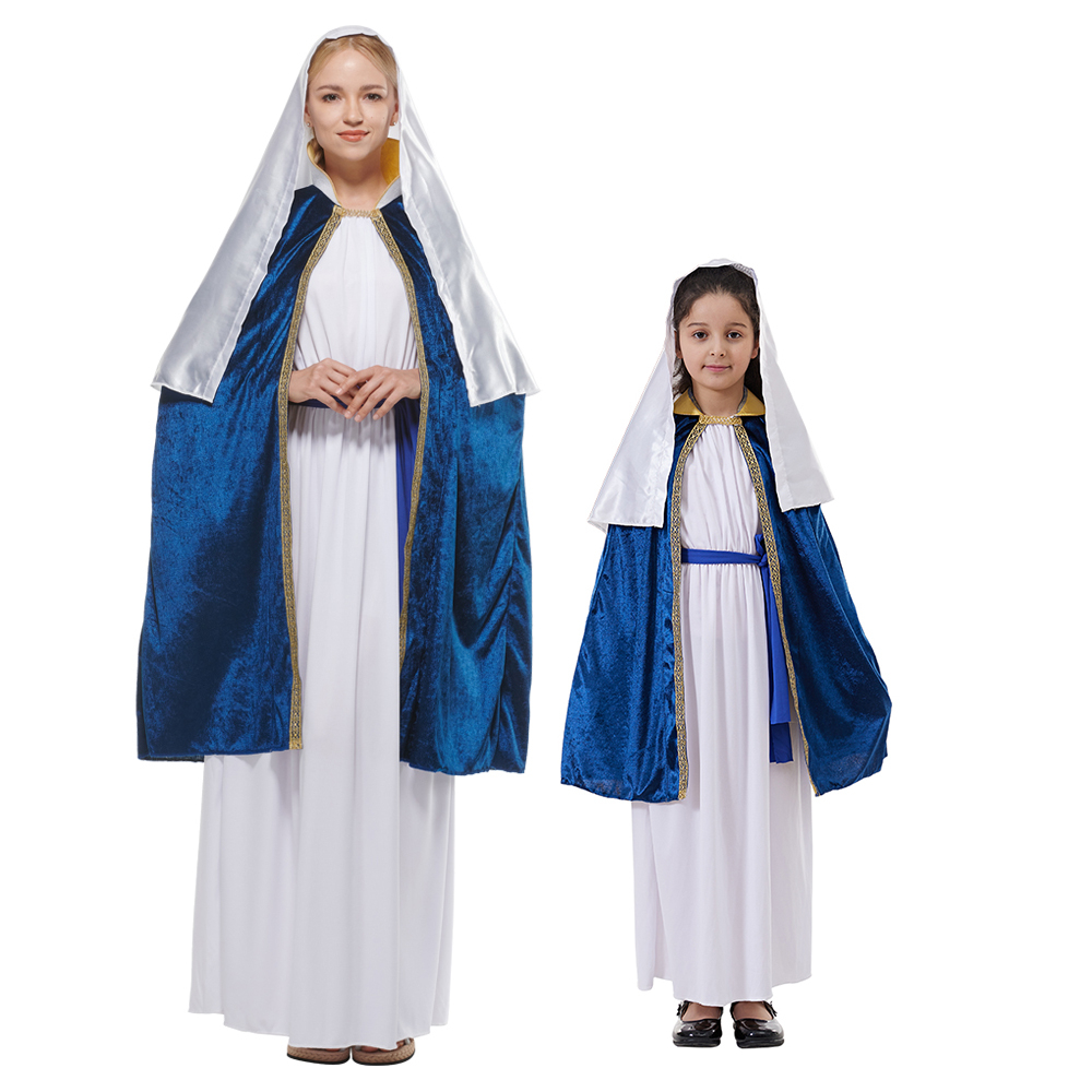 Ready Stock Girls Virgin Mary Costume Kids Biblical Characters Nativity ...