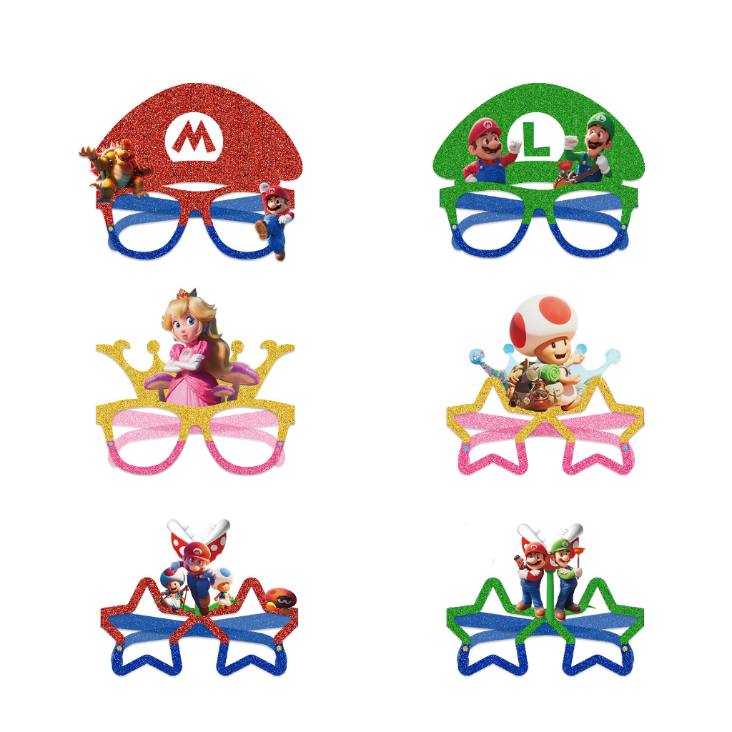 12pcs/ Set Mario Bros Accessories Glasses Role-playing Yoshi Bowser ...