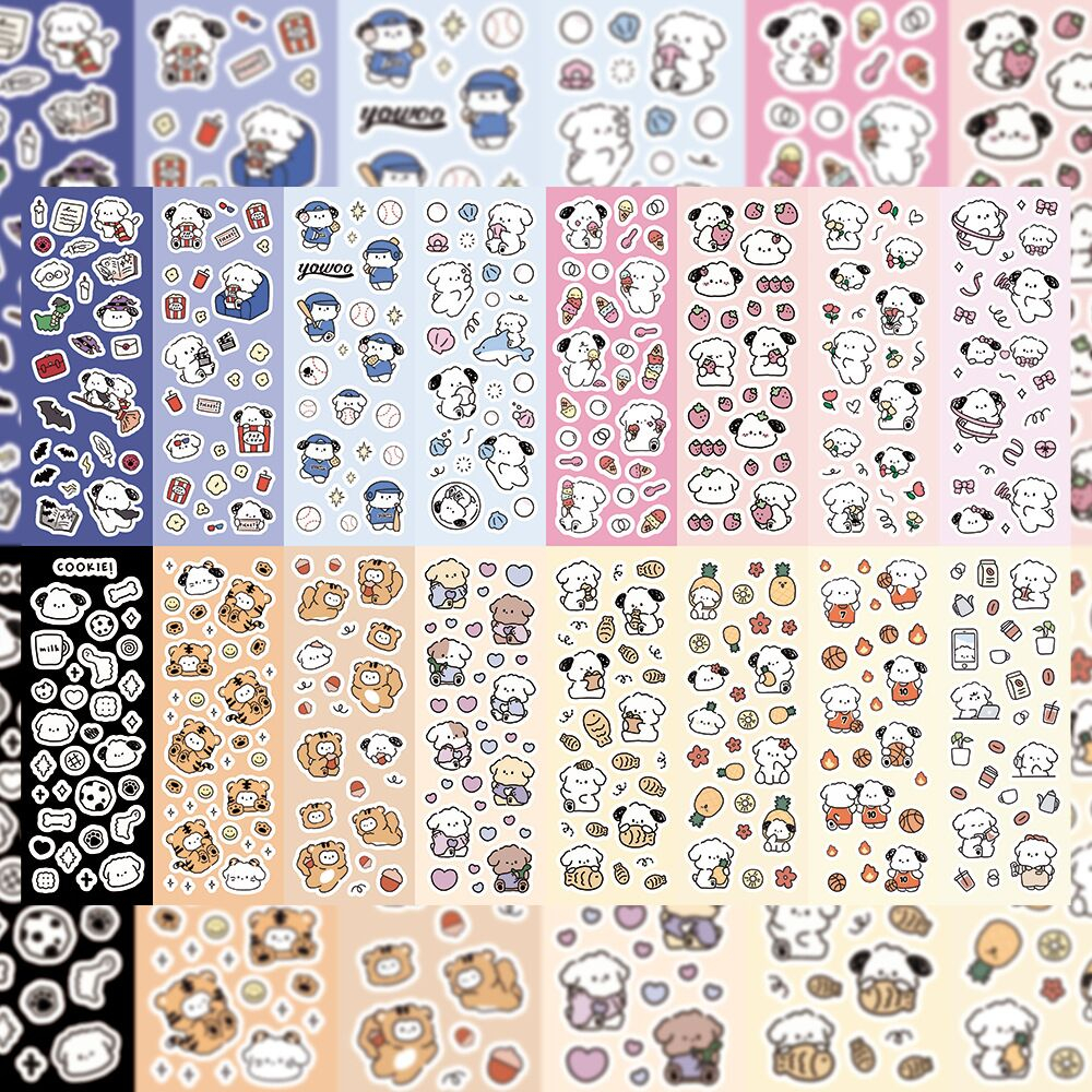 Korean Cute Cartoon Little White Dog Pattern Waterproof PET Die Cut ...