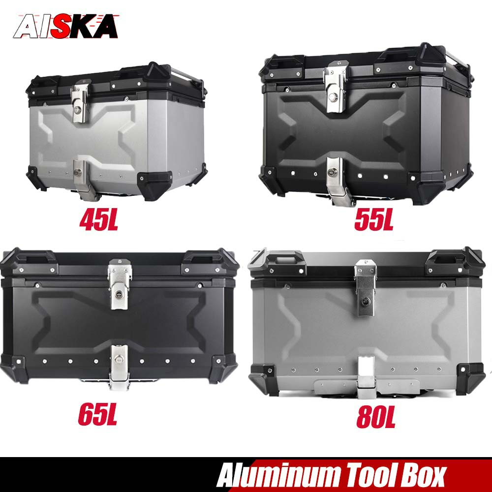 Aluminum Alloy 45L/55L/65L/80L Motorcycle Rear Top Case Luggage Storage Tail Box Waterproof Lock ...