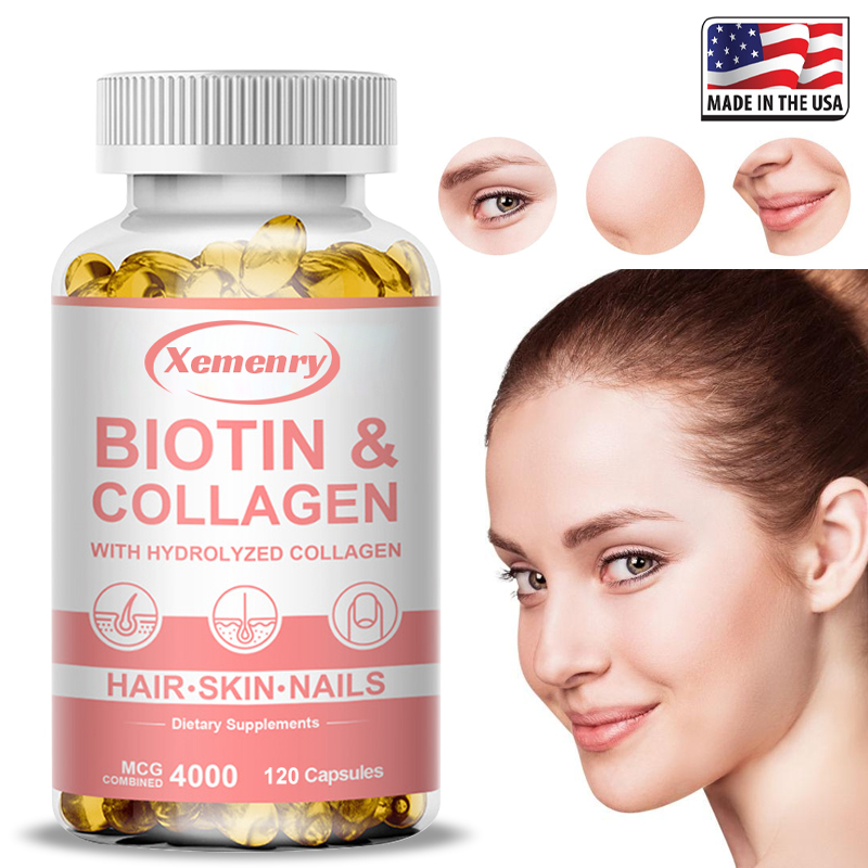 Biotin Capsules with Collagen Anti-Aging Formula Strong Nails Shiny ...