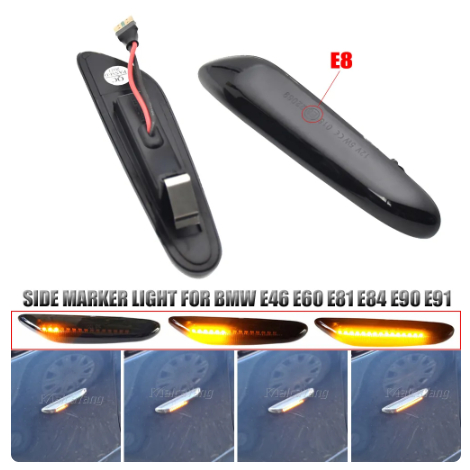 2x Dynamic LED Fender Light Side Marker For BMW 1 3 5 serie E46 E60 E61 E81 E82 E87 E88 E90 E91 ...