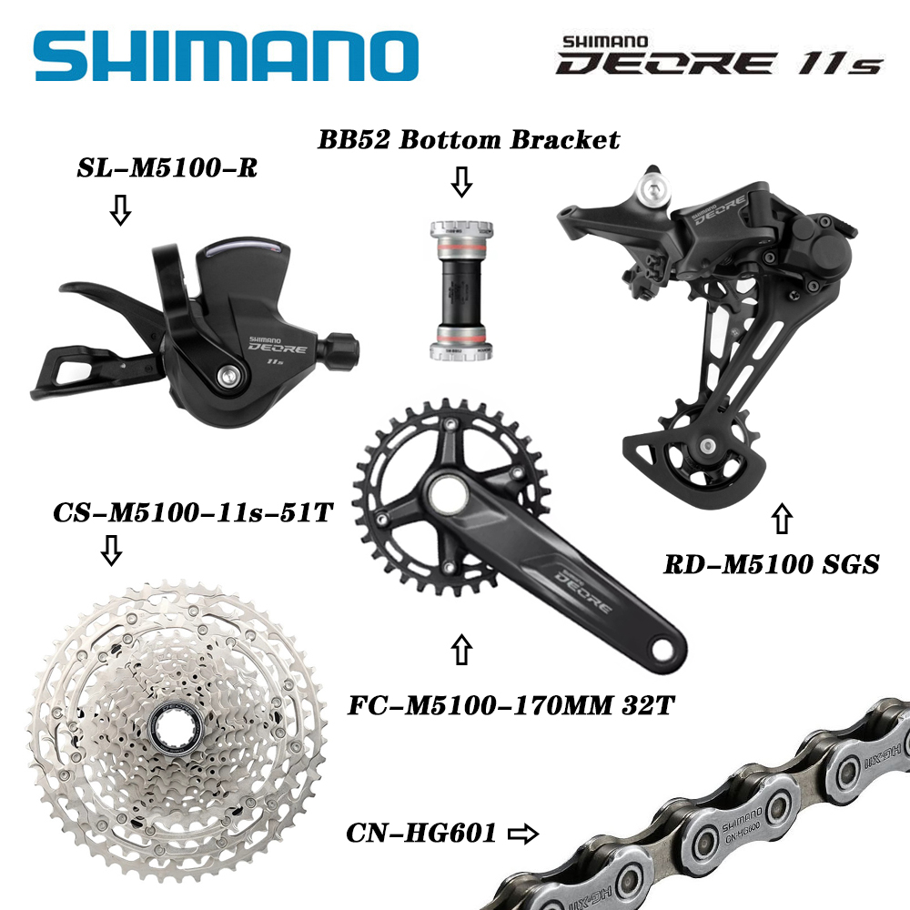 Shimano Deore M5100 11 Speed Groupset 1X11 Speed MTB Mountain Bike Shifter Rear Derailleur ...