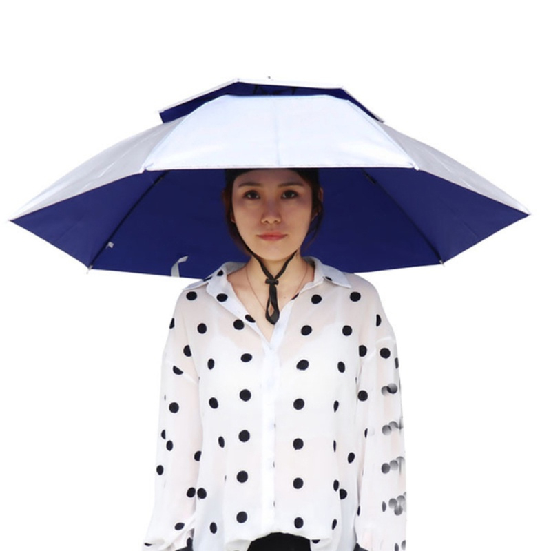 Foldable Head Umbrella Cap Shade Hat Men Women Outdoor Anti Rain ...