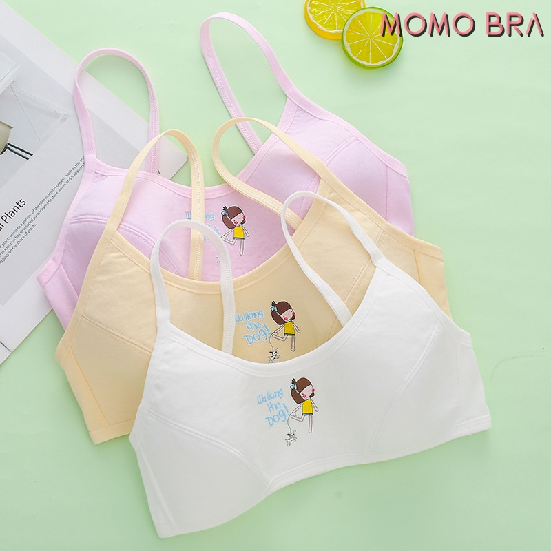 MOMO 9-16Yrs Girls Training Bra Underwear Cartoon Bra Solid Color Baby ...