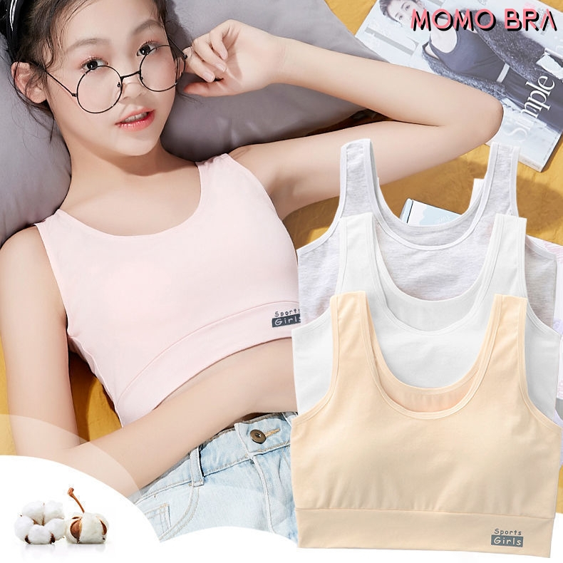 MOMO 10-18Yrs Baby Bra Kids Cotton Bra Students Underwear Teenage Sport Bra Girls Soft Padded ...