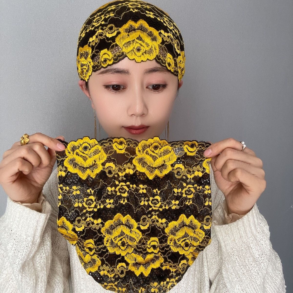 Lace Hat Turban Hijab Lace Flower Cap Muslim Ladies Bandana | Shopee ...